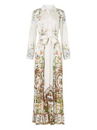 Camilla robe longue &agrave; fleurs - Blanc