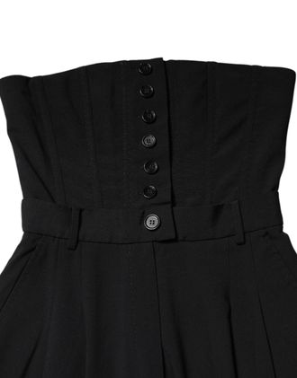 Dolce & Gabbana Strapless Wool Jumpsuit Dress - Black