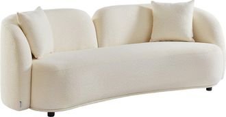 Vente-Unique Sofa 3-Sitzer - Boucl&eacute;-Stoff - Wei&szlig; - LINORIA