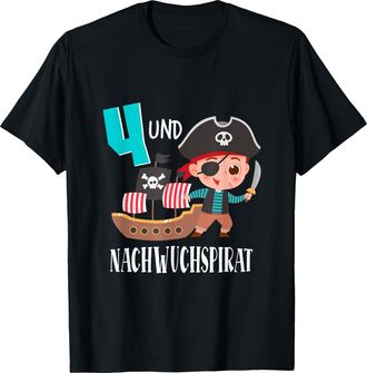 Foxxy Merch 4. Geburtstag Pirat Nachwuchspirat Kinder Piratenschiff T-Shirt