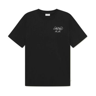 Les Deux Homme, Tops, Noir, Taille: M T-shirt &agrave; Manches Courtes Col Rond avec Motif Floqu&eacute;