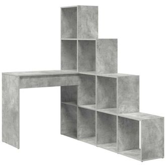 vidaXL Eckschreibtisch mit Regal Betongrau 101,5 x 149,5 x 149,5 cm Vidaxl