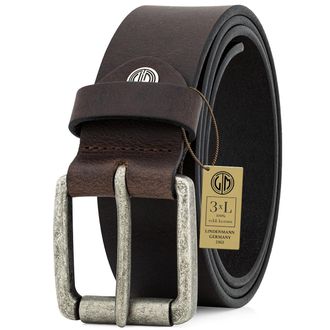 Lindenmann Leder-Gürtel Herren 40 mm breit, Gürtel Herren Büffelleder braun, Größe/Size:Bundweite 115 cm Gesamtlänge 130 cm W 45.3 XXL