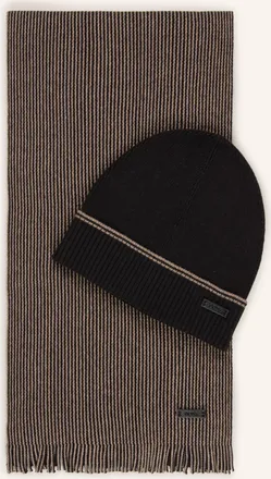 HUGO BOSS Set Fortuno: M&uuml;tze Und Schal schwarz