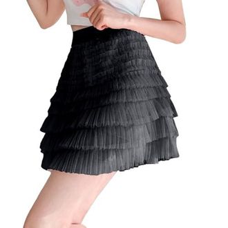 Generic Jupes tutu en tulle pour femme - Taille haute - Style r&eacute;tro ann&eacute;es 80 - Jupon bouffant - Style vintage - &Eacute;lastique - Costume de danse f&eacute;minine, Noir, 