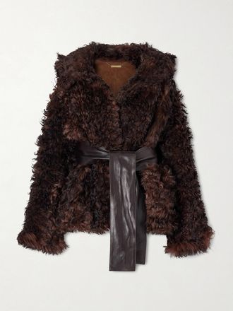 Nour Hammour Noa Jacke Aus Shearling Mit Bindeg&uuml;rtel - Braun