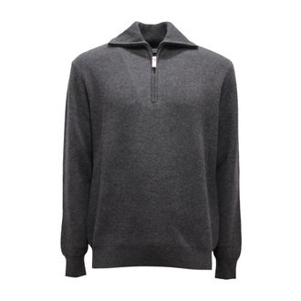 Paolo Pecora Lupetto Mezza Zip - - Knitwear - Herren - Grau - XL