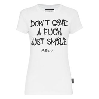 Philipp Plein Femme, Tops, Blanc, Taille: 40 FR T-Shirt Col Rond