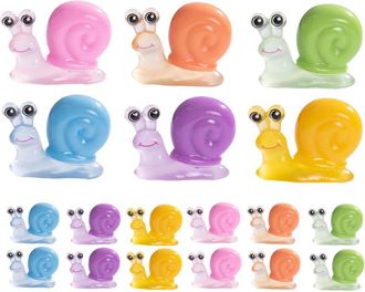 Angoily Miniatur Schnecken 18 St&uuml;ck in 6 Farben Kleine Tierfiguren aus Kunstharz f&uuml;r Garten Schneckenornamente und Bastelarbeiten Leuchtend im Dunkeln