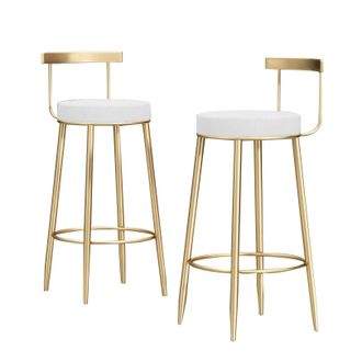 Generic Barhocker-Set (2Er-Set) Aus Kunstleder, Tresenh&ouml;he mit R&uuml;ckenlehne, f&uuml;r K&uuml;che, Esszimmer, Wohnzimmer, K&uuml;cheninsel, Caf&eacute;