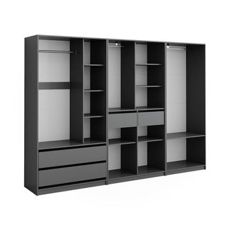 Vicco Kleiderschrank Elmo, Fl&uuml;gelt&uuml;renschrank, Anthrazit, 100 x 200 cm 3er Set