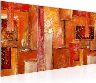 Runa Art Wandbild Abstrakt 1 Teilig 100 x 40 cm Modern Bild auf Vlies Leinwand Gemälde Wohnzimmer Schlafzimmer Orange 018912a