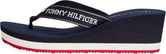Tommy Hilfiger Damen Flip Flops Summer Sandal mit Keilabsatz, Blau (Space Blue), 36