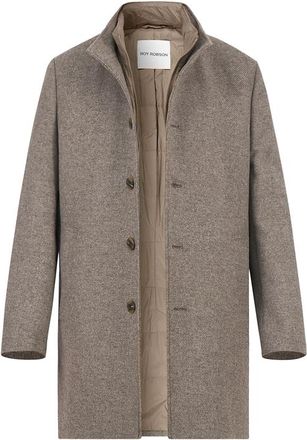 Roy Robson Herren Mantel beige Wolle unifarben