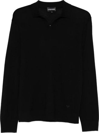 Emporio Armani Homme, Tops, Noir, Taille: XL Polo en Coton Sans Boutons