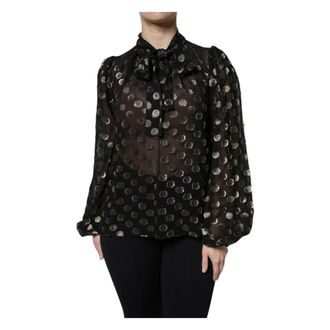 Dolce & Gabbana Sheer Polka Dots Blouse Top - - Blouses & Shirts - Damen - Schwarzk - L