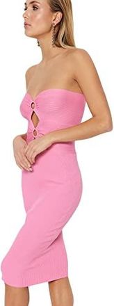 Trendyol Women Bodycon Fitted Knitwear Dress Robe, Rose, 40 Femme
