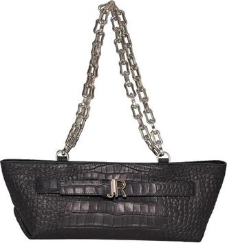 John Richmond Femme, Sacs, Noir, Taille: ONE Size Sac bandouli&egrave;re cha&icirc;ne avec motif crocodile