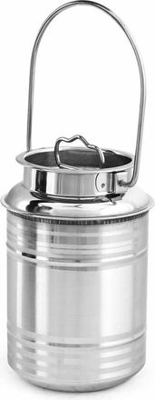 Generic HRS India Milch-Ghee-Vorratsbeh&auml;lter aus reinem Edelstahl mit Griff, Milchkanne mit Deckel, Silber, 2 Liter