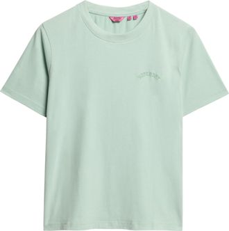 Superdry Damen Essential T-Shirt mit Logostickerei Gischt Grün 38