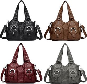 Generic Sacs &agrave; bandouli&egrave;re clout&eacute;s en cuir PU pour femmes, sangle r&eacute;glable pour un usage quotidien (noir)