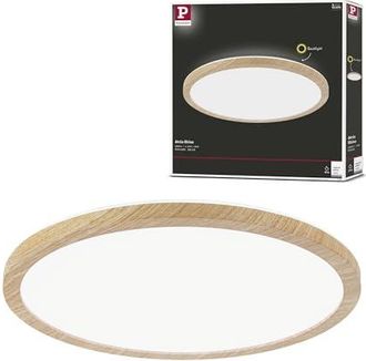 Paulmann 71033 LED Panel Atria Shine Deckenleuchte mit Backlight rund IP44 16W 1600lm 293mm Holzoptik Kunststoff 4000K Badleuchte