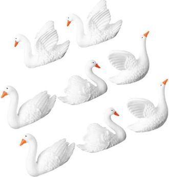 Pretyzoom Figurine Miniature Cygne en R&eacute;sine D&eacute;cor Jardin Bonsa&iuml; Ornement Paysager Miniature L&eacute;ger pour Bureau Maison Et Aquarium