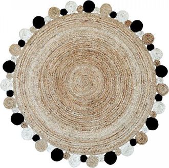 Un amour de tapis Tapis rond tiss&eacute; main DIAMETRE 200 JT RONDI beige, tapis jute artisanal