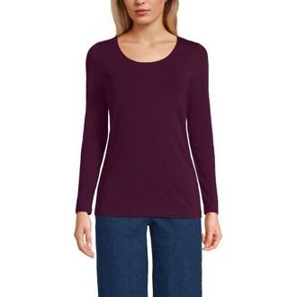 Lands End Baumwolle/Modal-Shirt mit Ballett-Ausschnitt, Damen, Gr&ouml;&szlig;e:40-42 regular, Lila, Baumwolle Modal, by Lands End
