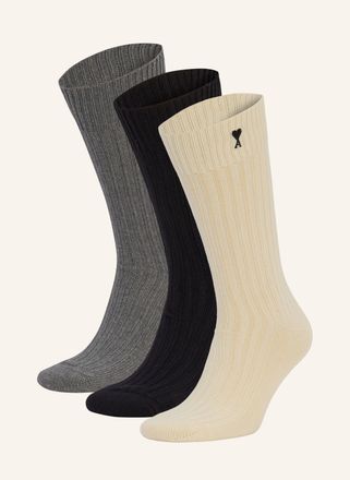 Ami Ami Paris 3er-Pack Str&uuml;mpfe beige