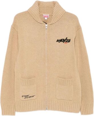 Kenzo Homme, Pulls, Beige, Taille: M Pull Beige avec Fermeture Éclair