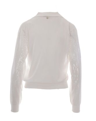 Liu Jo Womens Knit Top White Sequins Wool Viscose Polyamide Tops