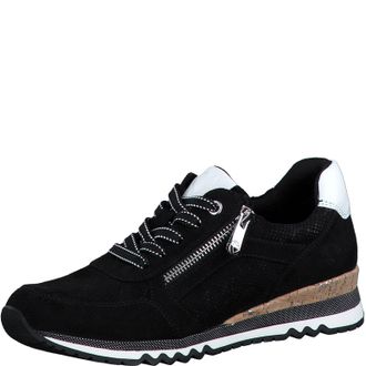 Marco Tozzi Damen Sneaker flach mit Reißverschluss Vegan, Schwarz (Black/white), 41 EU