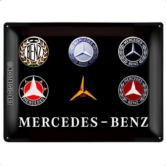 Nostalgic Art Retro Blechschild, 30 x 40 cm, Mercedes-Benz - Logo Evolution - Geschenk-Idee f&uuml;r Mercedes-Benz Accessoires Fans, Original Lizenzprodukt (OLP), aus Me