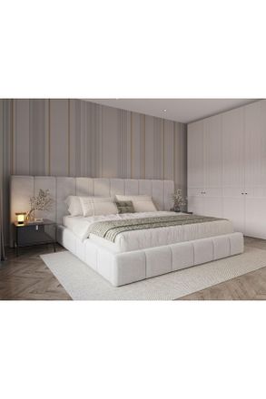 Chameo Polsterbett, Beige, Holz, Buche, Schichtholz, 200x200 cm, Bettkasten, Lattenrost, gepolstertes Kopfteil, in verschiedenen Gr&ouml;&szlig;en erh&auml;ltlich, Schlafzim