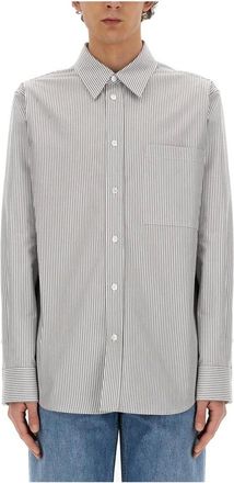Bottega Veneta Homme, Chemises, Gris, Taille: L Chemise &agrave; Rayures en Popeline de Coton