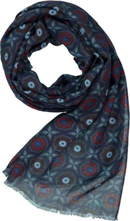 Dante Herren Schal blau Woll-Stoff gemustert