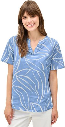 Cecil Damen B345832 Gemusterte Baumwollbluse, Deep Pastel Blue, XXL