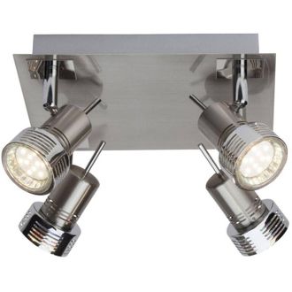 Brilliant Lampe Kassandra led spot plaque 4flg fer / chrome 4x LED-PAR51, GU10, 3W lampes &agrave; r&eacute;flecteur led incluses, (250lm, 3000K) &Eacute;chelle a ++ &agrave; e T&ecirc;tes