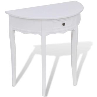vidaXL Table console avec tiroir Demi-ronde Blanc