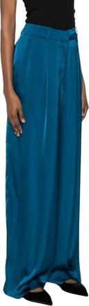 Michael Kors Femme, Pantalons, Bleu, Taille: 42 FR Pantalon Large Fluide en Satin