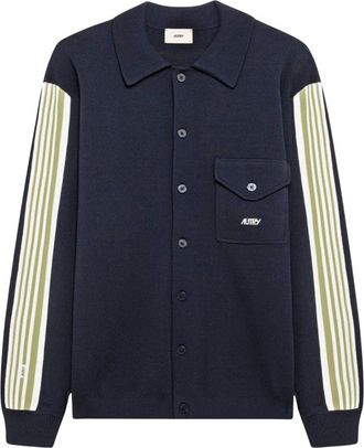 Autry Homme, Pulls, Bleu, Taille: S Veste en maille de viscose avec logo