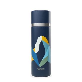 Qwetch Qwetch - Thermo Isotherme Inox 750ml - Thermo avec Gobelet Inox Recycl&eacute; - 24h Froid et 12h Chaud - Etanche, Id&eacute;ale pour Caf&eacute; et Th&eacute; - Altitude Bleu