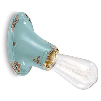 Ferroluce Vintage-Wandleuchte 14x11x9 cm Azzurro Lucido