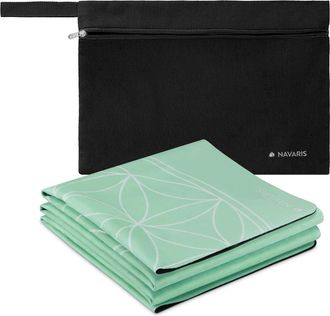 Navaris Reiseyogamatte faltbar inkl. Tasche - 1,5mm Yoga Matte Fitnessmatte - dünn leicht - Sportmatte Fitness Pilates - Reise Yogamatte - türkis