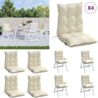 vidaXL Niedriglehner-Auflagen 4 Stk. Creme Oxford-Gewebe - Niedriglehner Auflagen - Gartenstuhlkissen - Oxford Stoff - Wasserabweisend - Creme - Home &