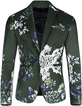 Generic Blazer imprim&eacute; pour homme : blazers pour homme UK broderie blazer slim fit fleuri costume veste &eacute;l&eacute;gante florale smoking pour homme blazer coupe ajust