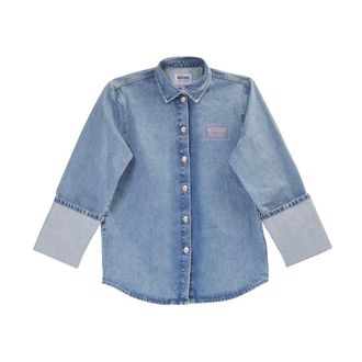 Moschino Oversized Denim Hemd mit Logo-Druck - - Blouses & Shirts - Damen - Blau - S