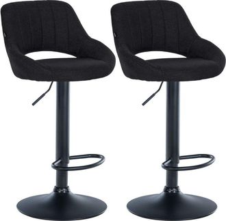 Clp Lot de 2 tabourets de bar Milet en tissu Noir M&eacute;tal noir mat