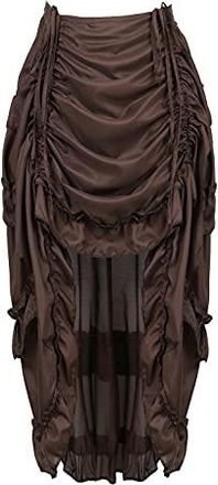 Grebrafan Steampunk Jupe pour Femme Pirate för Corset (EUR(42-44) 3XL, Marron)